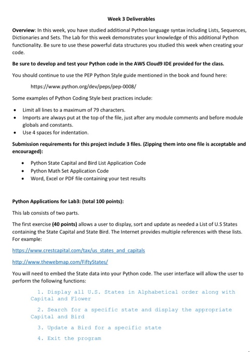 Week 3 Deliverables Overview: In this week, you have | Chegg.com
