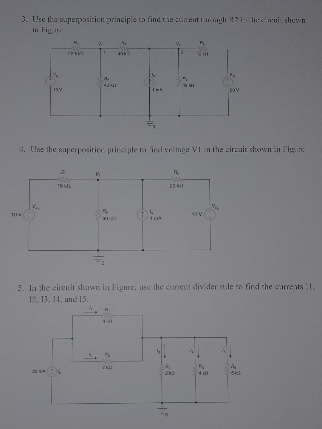 Solved 1 Use The Superposition Principle To Find Voltage V1