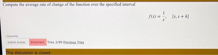 Solved Compute the average rate of change of the function | Chegg.com