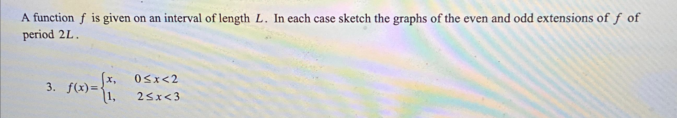 Solved A function f ﻿is given on an interval of length L. | Chegg.com