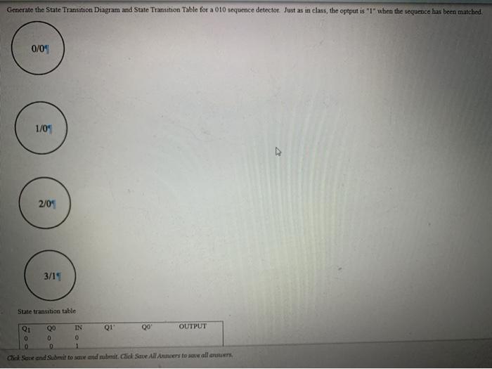 Solved Generate the State Transition Diagram and State | Chegg.com