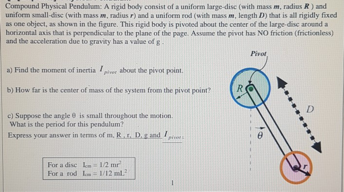 Solved Compound Physical Pendulum: A rigid body consist of a | Chegg.com