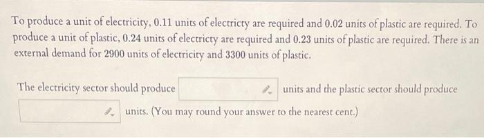 Solved To produce a unit of electricity, 0.11 units of | Chegg.com