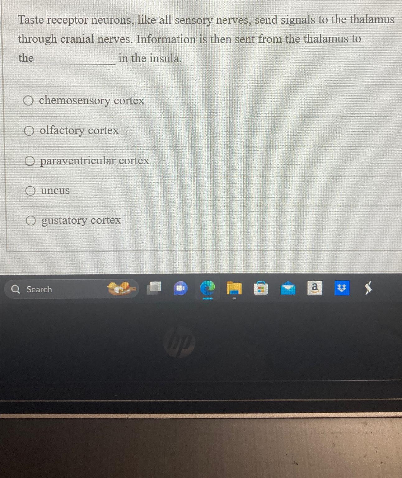 Solved Taste receptor neurons, like all sensory nerves, send | Chegg.com