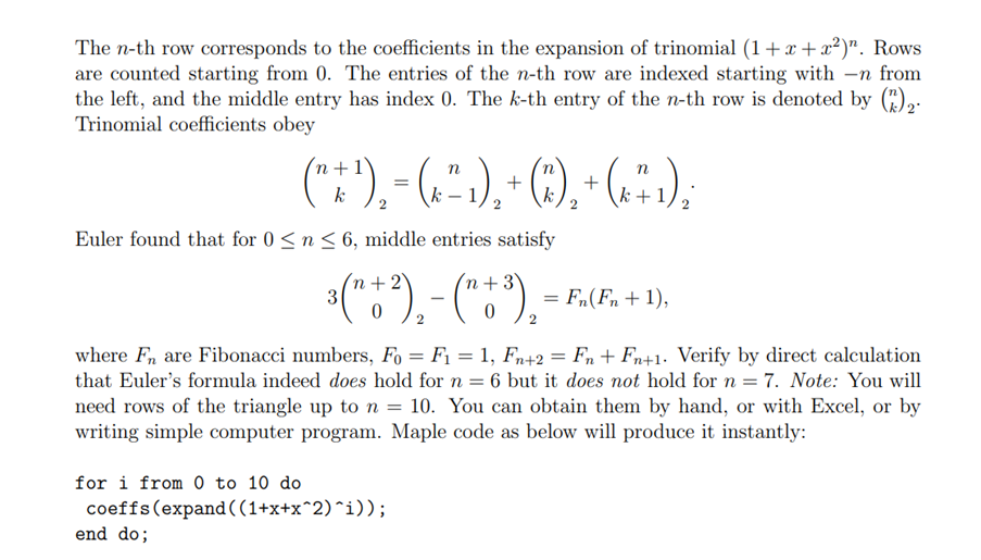 Solved Problem 7 ﻿the Trinomial Triangle Is Similar To