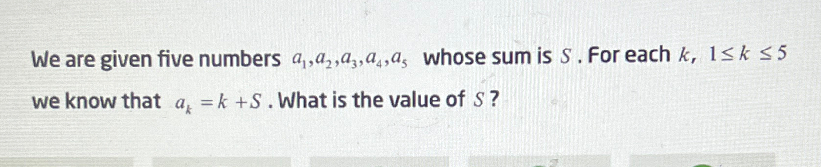 Solved We are given five numbers a1,a2,a3,a4,a5 ﻿whose sum | Chegg.com