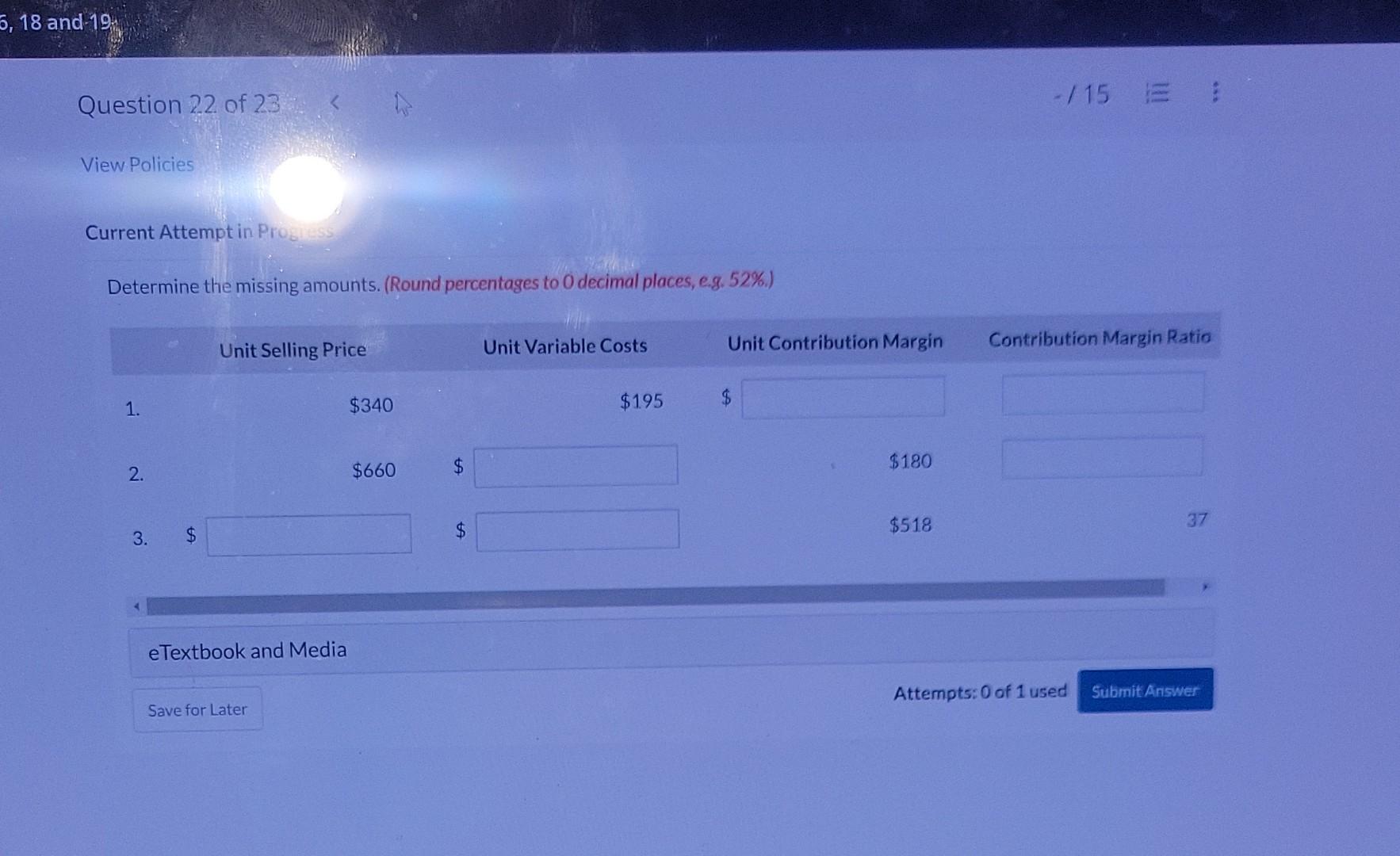 Solved Determine the missing amounts. (Round percentages to | Chegg.com