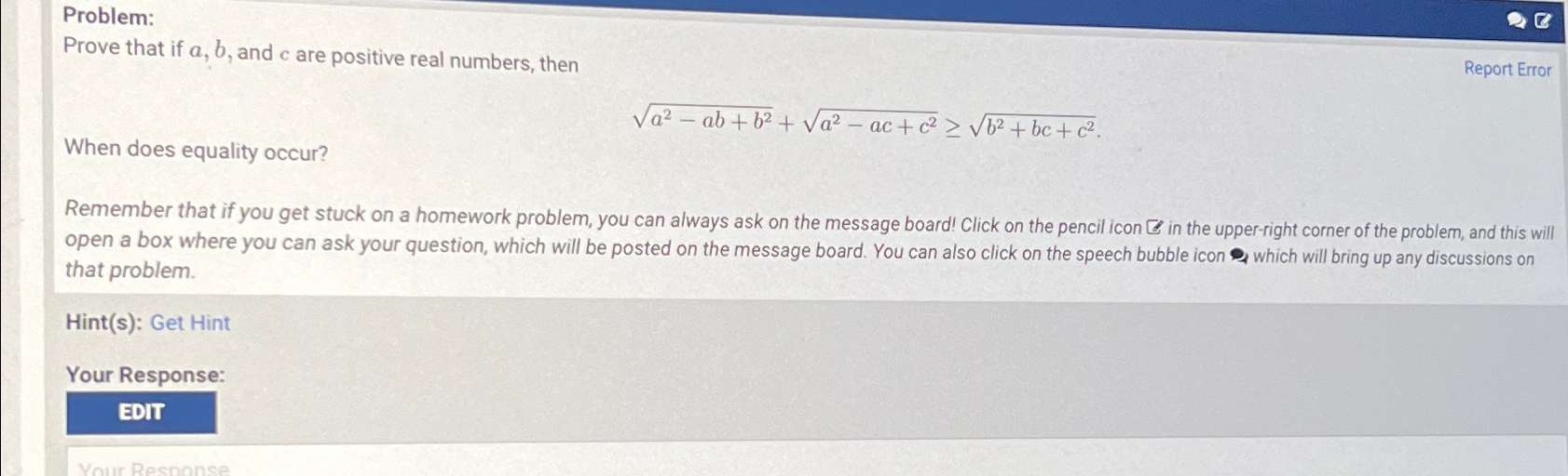 Solved Problem:Prove that if a,b, ﻿and c ﻿are positive real | Chegg.com