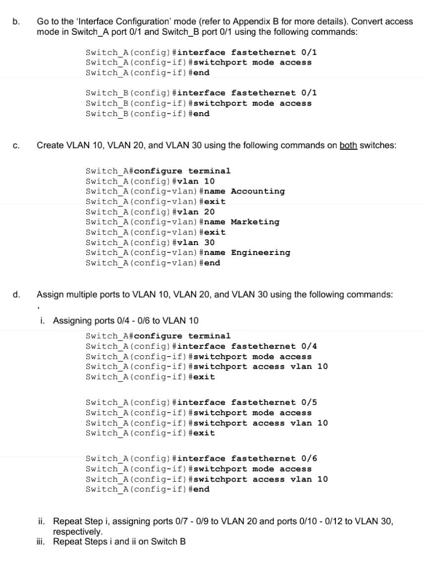 Part 2. Virtual LAN (VLAN) 1. Objectives a. To study | Chegg.com