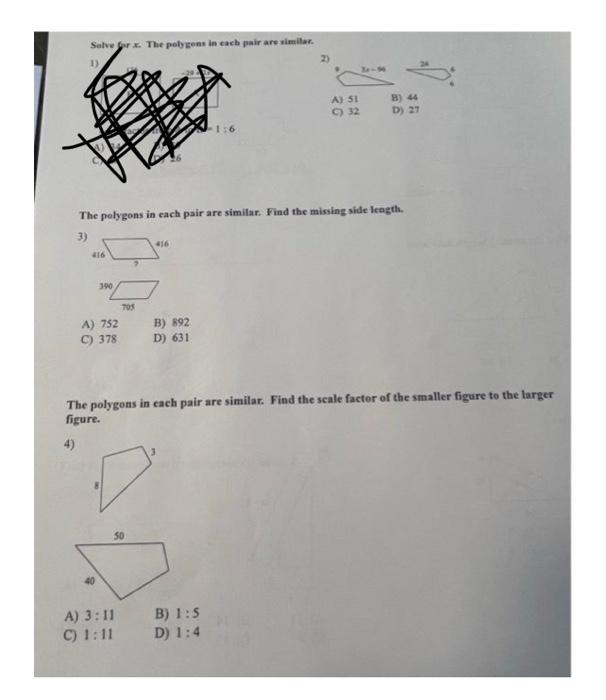 Solved Solve for x. The polygons in each pair are similar. | Chegg.com