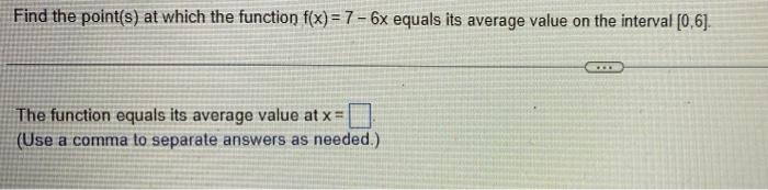 Solved Find the average value of the following function over | Chegg.com
