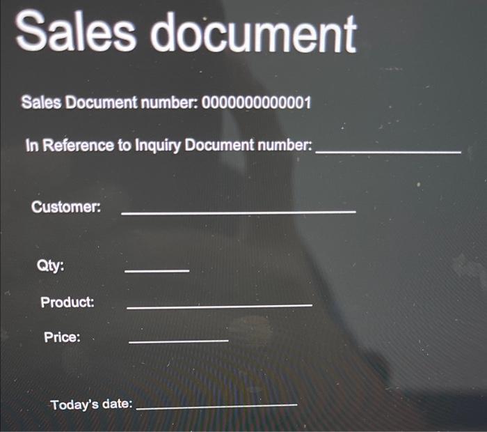 Solved D Sales Order Example Basic Steps 1. Create an | Chegg.com