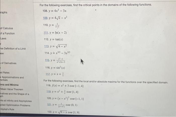Solved For the following exercises, find the critical points | Chegg.com Solved For the following exercises, find the critical points | Chegg.com