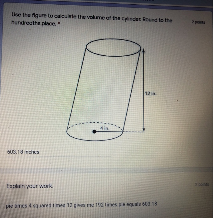 Solved Use the figure to calculate the volume of the | Chegg.com