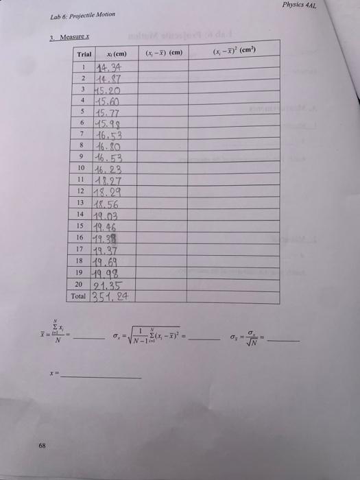 Lab 6: Projectile Motion Introduction In this | Chegg.com