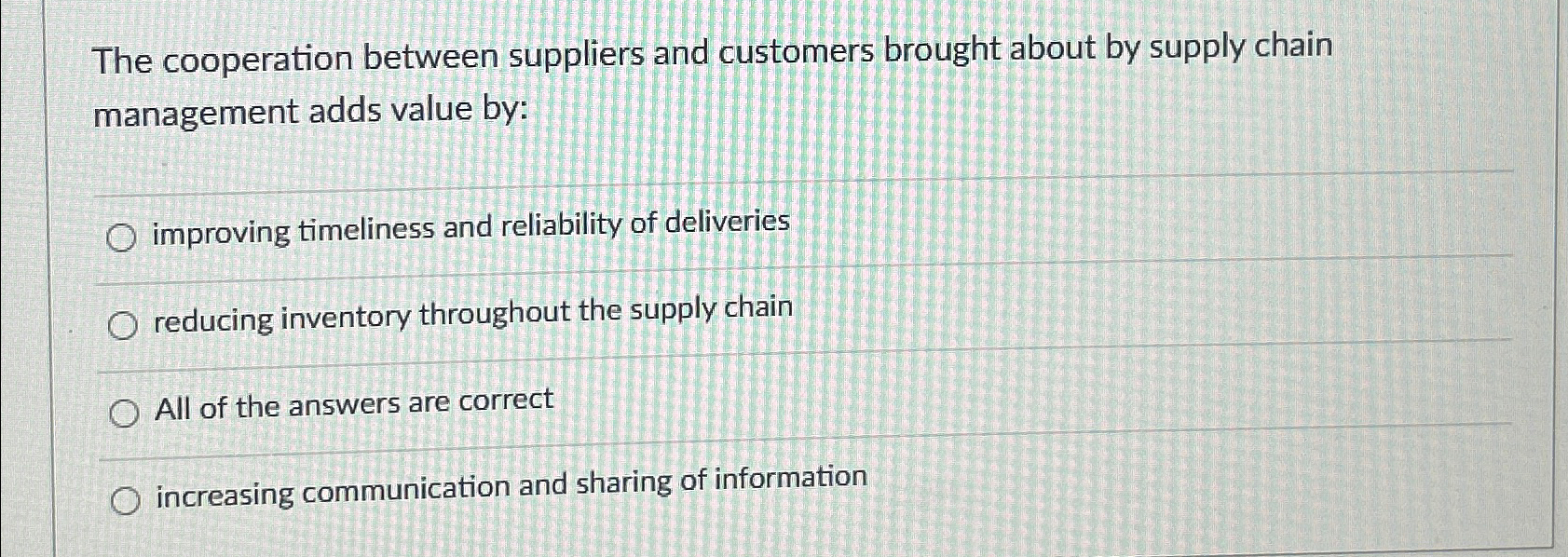 Solved The cooperation between suppliers and customers | Chegg.com