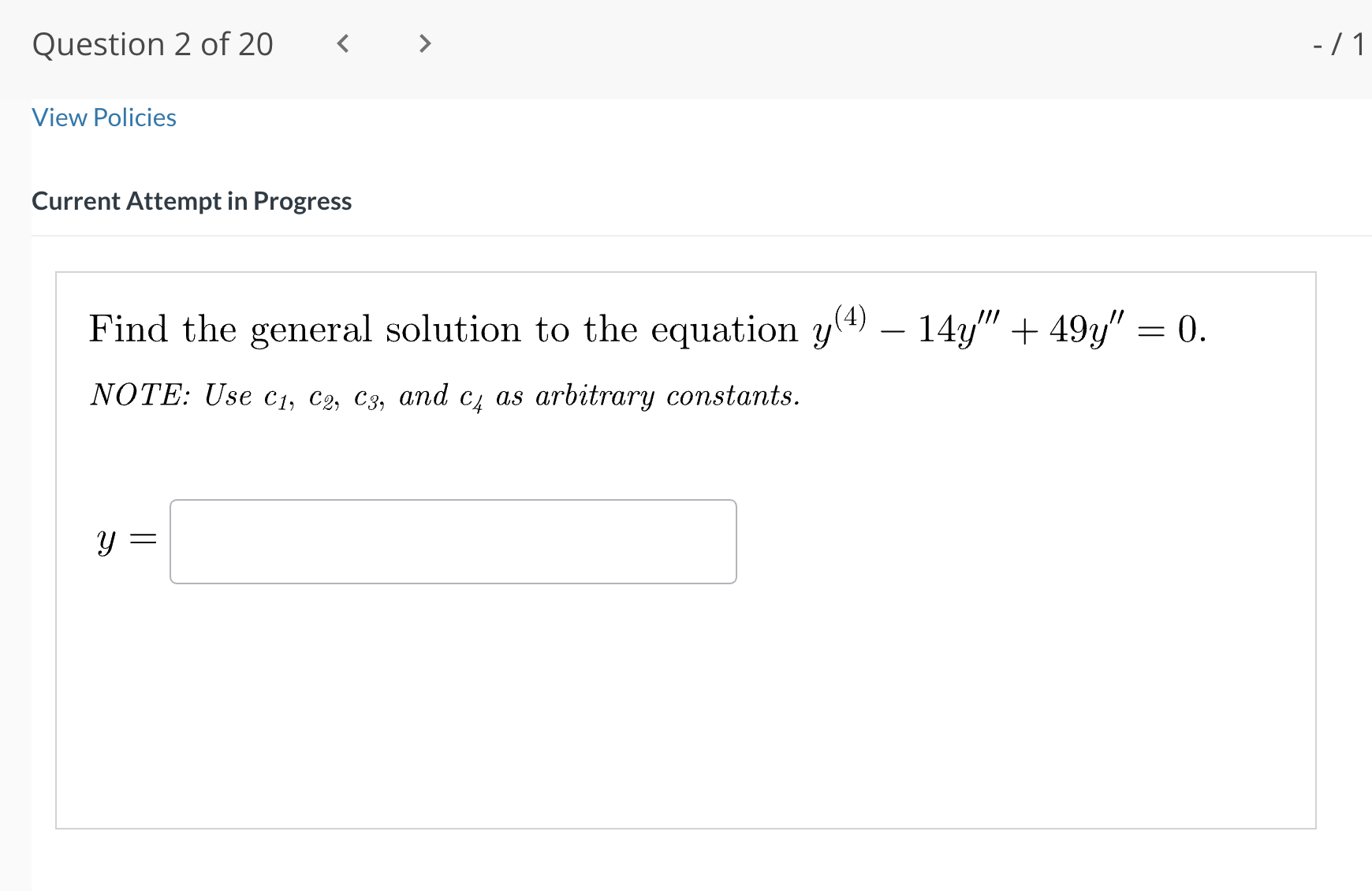 Solved Current Attempt in ProgressFind the general solution | Chegg.com