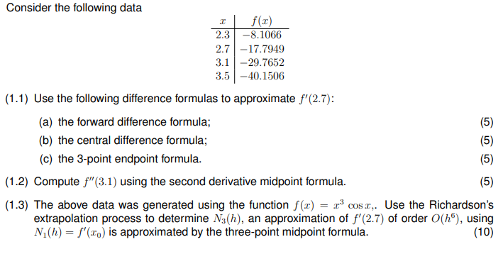 Solved Consider the following data(1.1) ﻿Use the following | Chegg.com