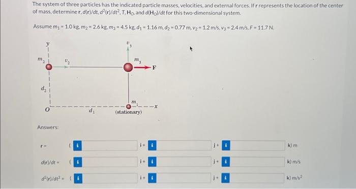 Solved The system of three particles has the indicated | Chegg.com