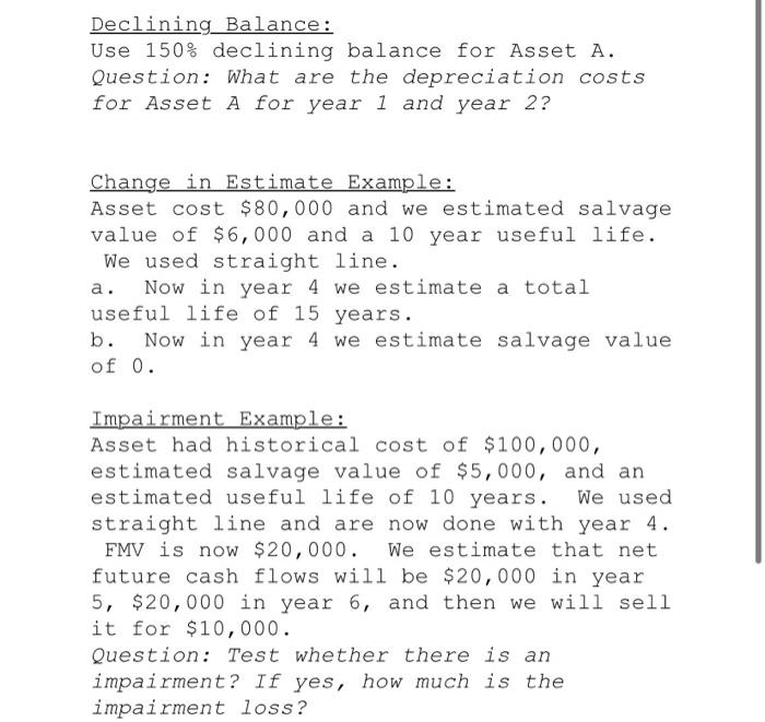 Solved Declining Balance: Use 150% declining balance for | Chegg.com