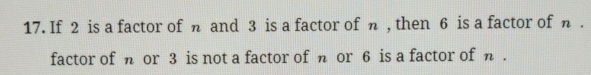 Solved If 2 ﻿is a factor of n ﻿and 3 ﻿is a factor of n, | Chegg.com