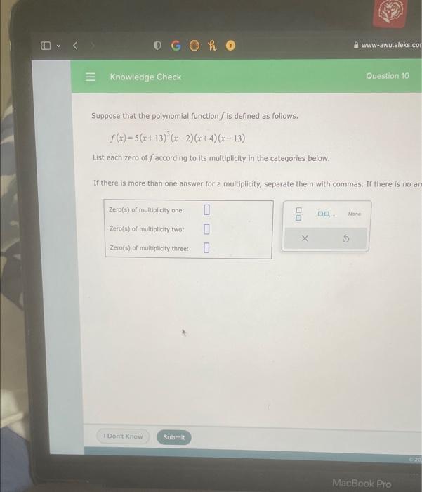 Solved Suppose that the polynomial function f is defined as | Chegg.com