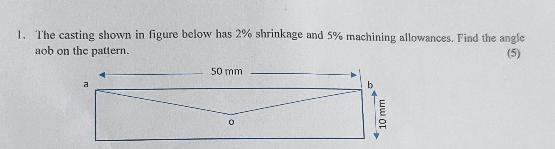 Solved 1. The casting shown in figure below has 2% shrinkage | Chegg.com