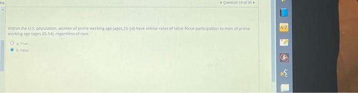 Solved Within the U.S. population, women of prime working | Chegg.com