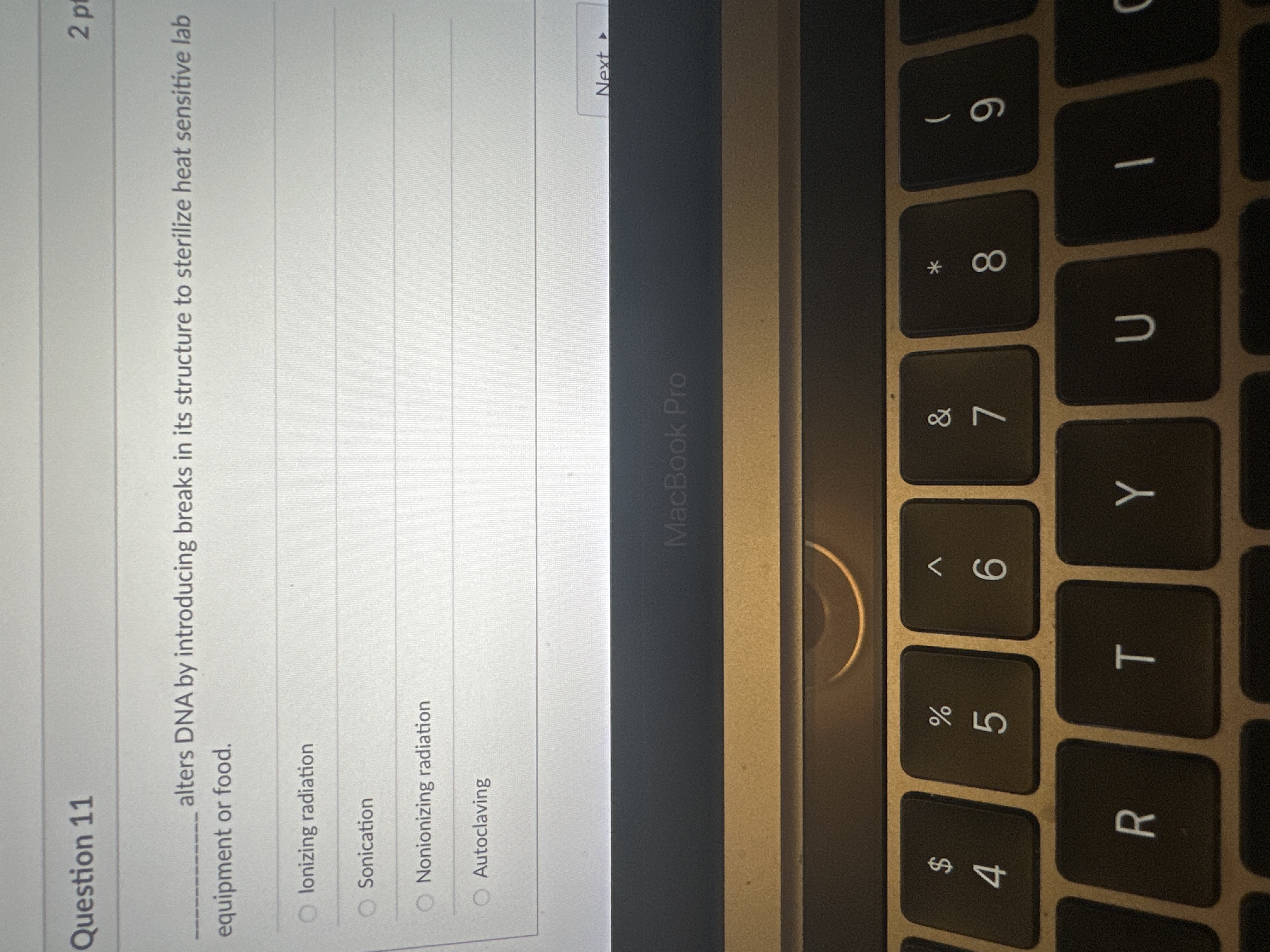 Solved Question 11alters DNA by introducing breaks in its | Chegg.com