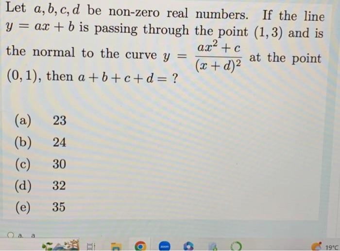 Solved y=ax+b inen-zero real numbers. If the line y=ax+b is | Chegg.com