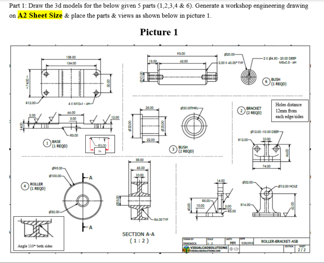 Part 1: Draw the 3d ﻿models for the below given 5 | Chegg.com