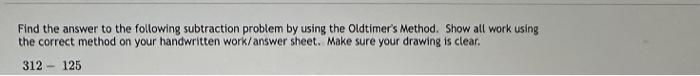 Solved Find the answer to the following subtraction problem | Chegg.com