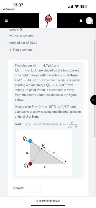 Two charges Q1=4.7μC and Q2=−2.4μC are placed on the | Chegg.com