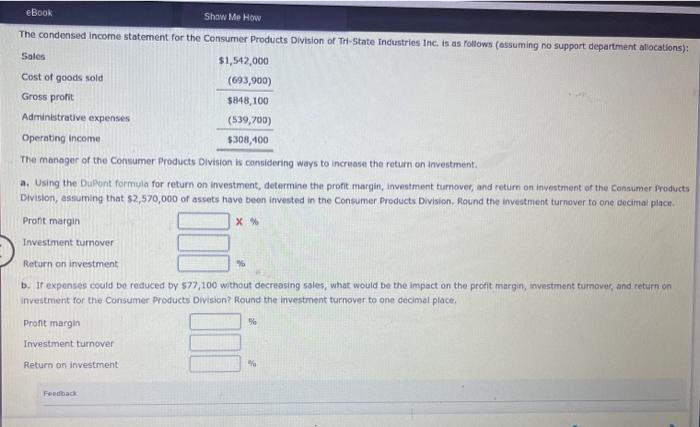 Solved The manager of the Consumer Products Division is | Chegg.com