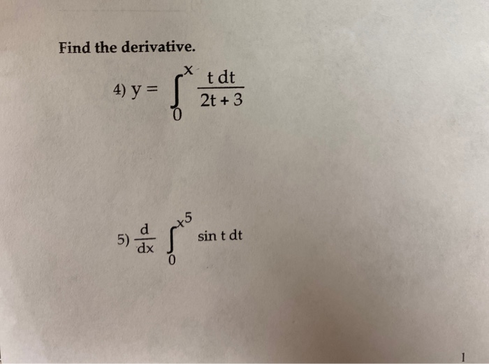 Solved Find the derivative. sin t dt | Chegg.com