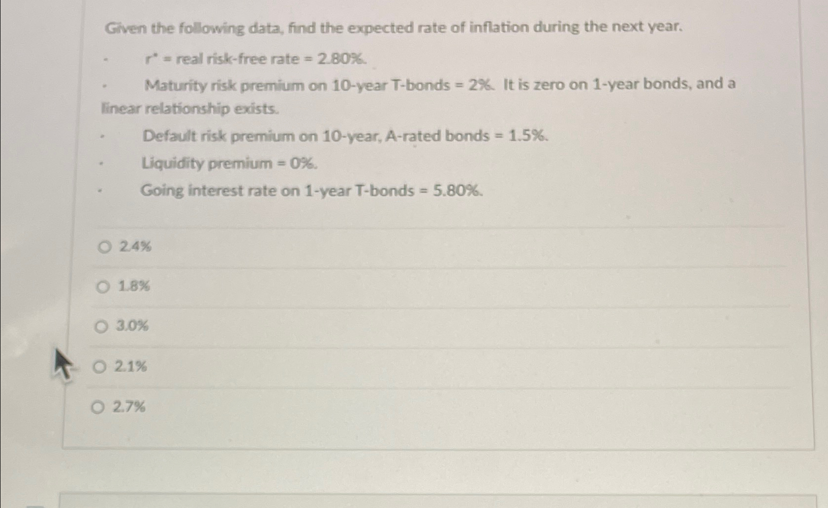 Solved Given the following data, find the expected rate of | Chegg.com