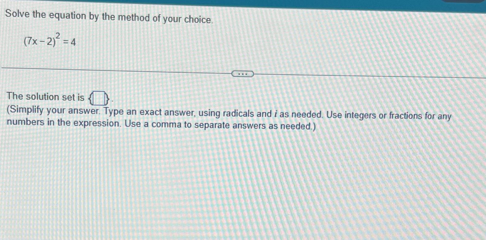 Solved Solve the equation by the method of your | Chegg.com