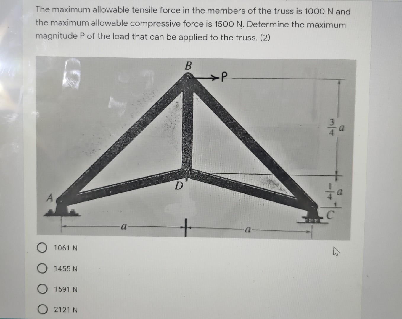 Solved The maximum allowable tensile force in the members of | Chegg.com