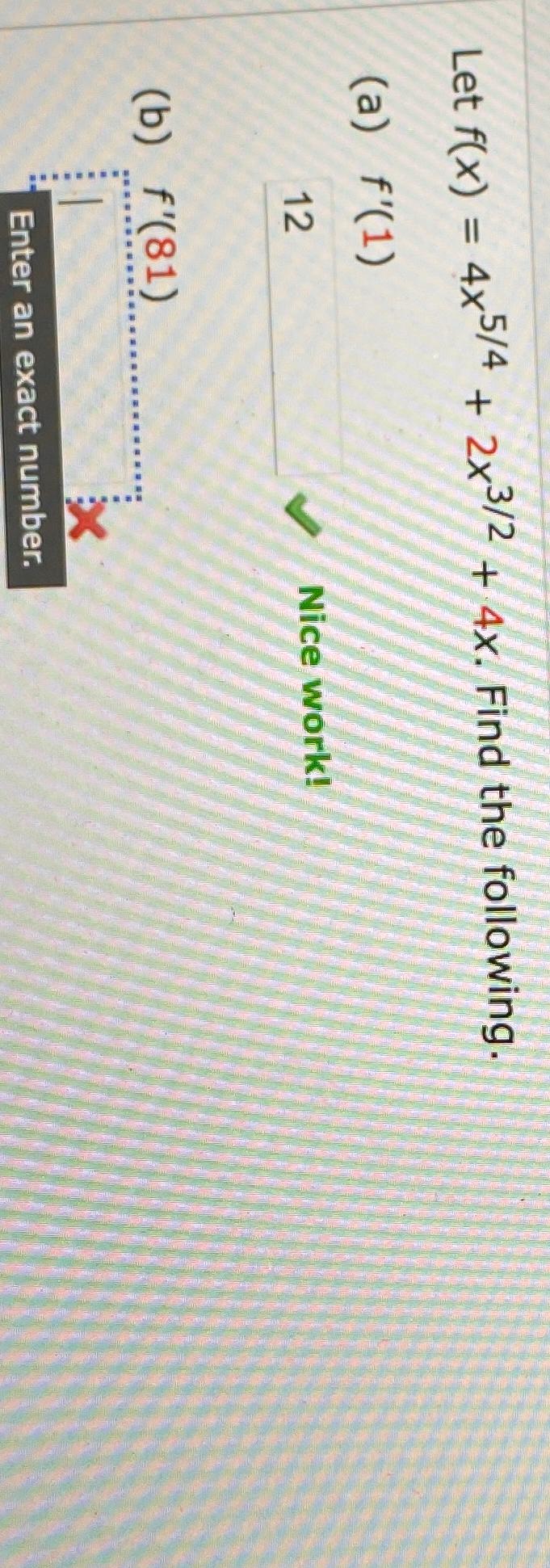 Solved Let f(x)=4x54+2x32+4x. ﻿Find the | Chegg.com