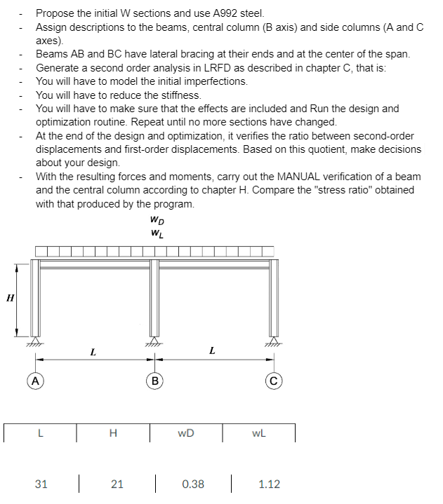 Solved Propose the initial W sections and use A992 | Chegg.com