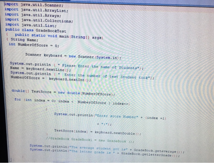 Solved GradeBork.java X public class GradeBook private | Chegg.com