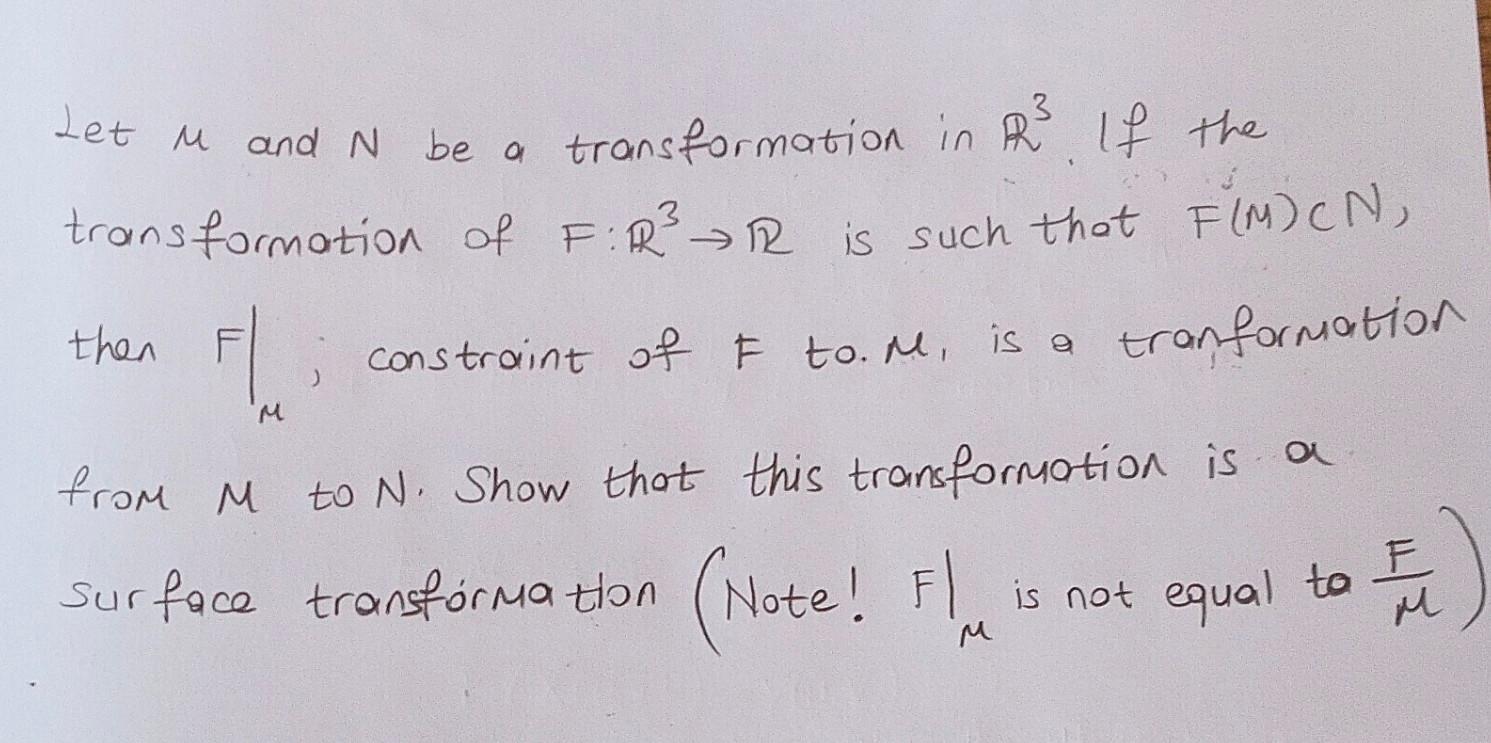 Let u and N be a transformation in R3. If the | Chegg.com