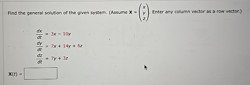 Solved Find the general solution of the given system. | Chegg.com