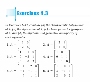 Solved In Exercises 1-12, ﻿compute (a) ﻿the characteristic | Chegg.com