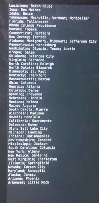 Solved Group Program 2 - State Capitals Write a program that | Chegg.com