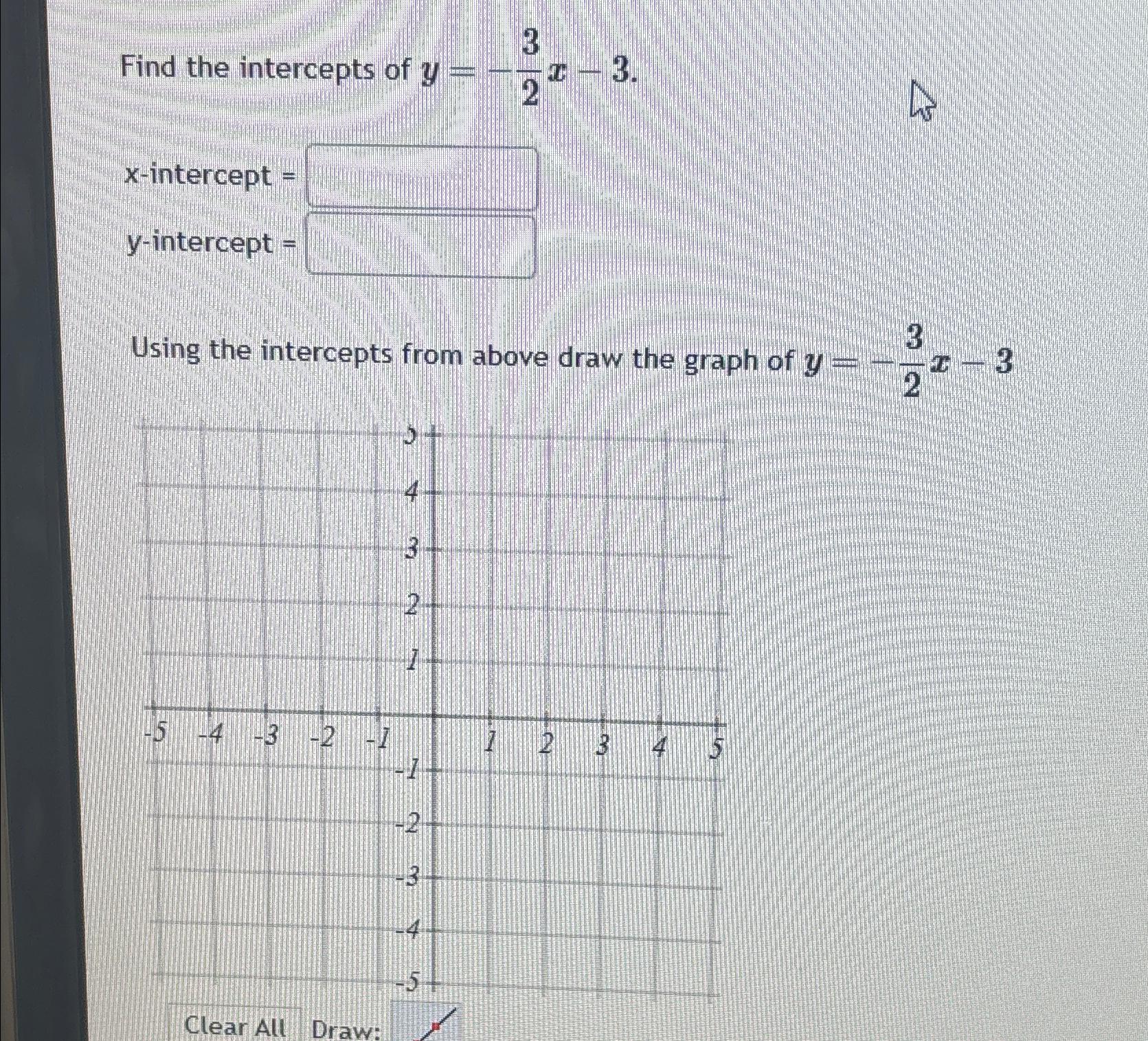 Solved Find The Intercepts Of Y 32x 3x intercept Chegg