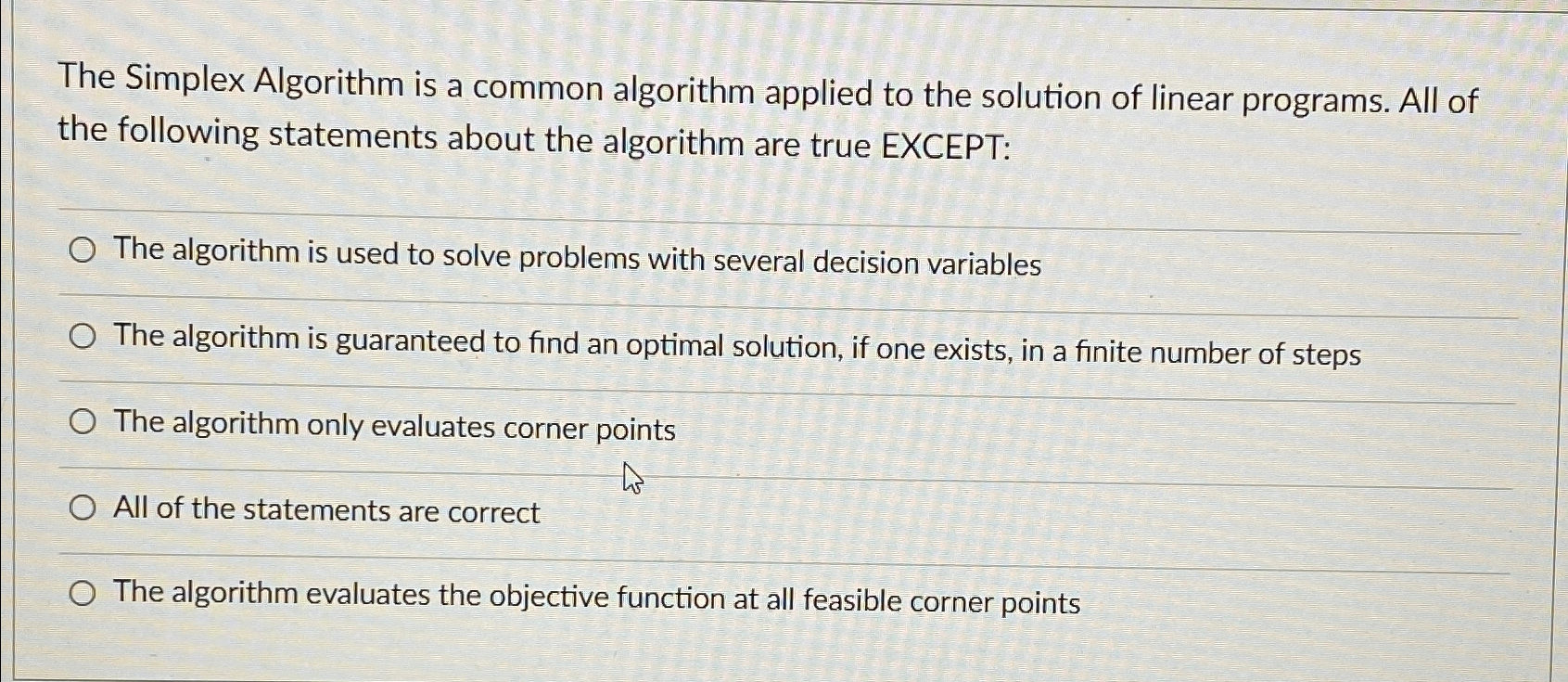Solved The Simplex Algorithm is a common algorithm applied | Chegg.com