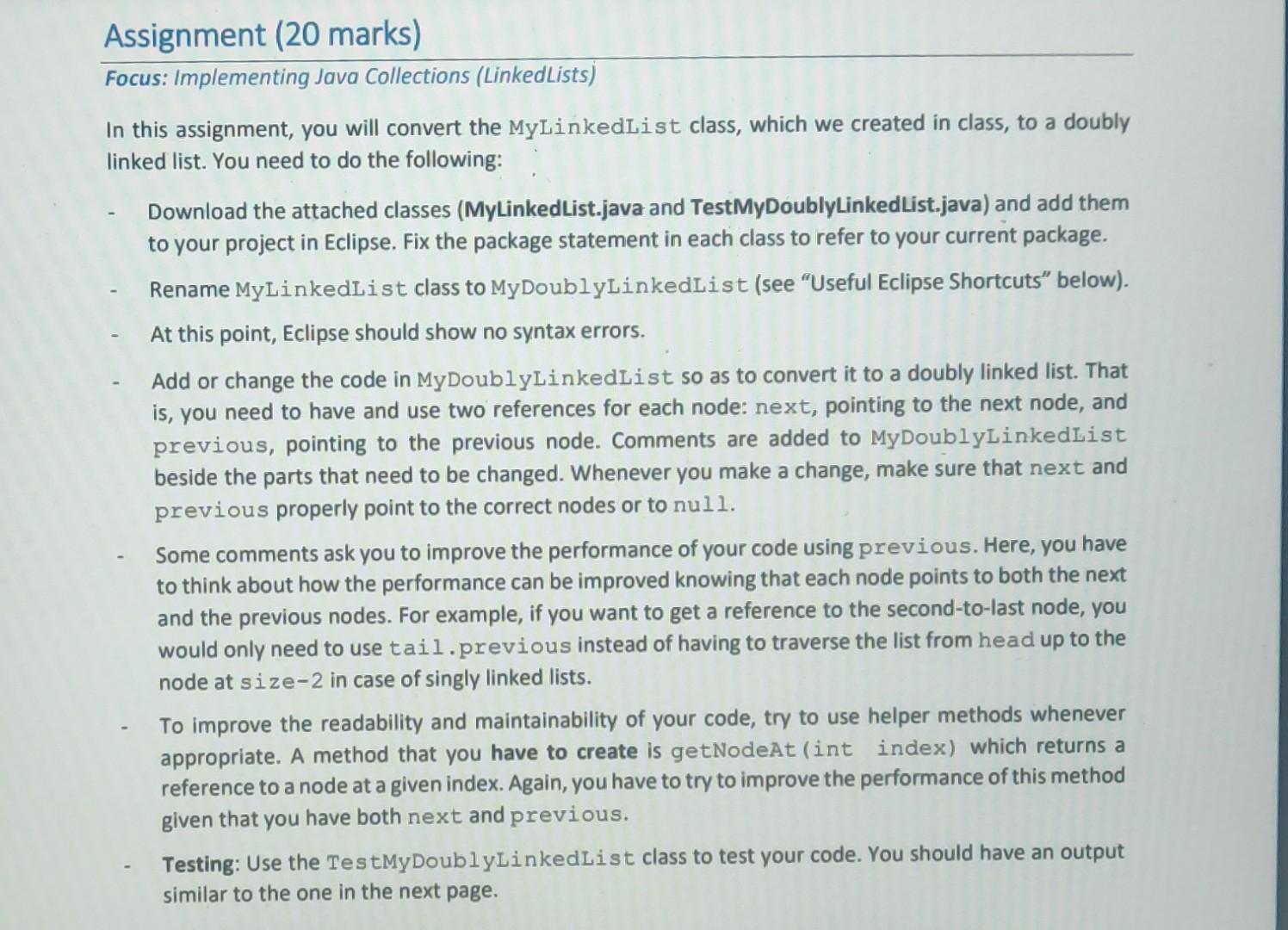 Solved Assignment (20 marks) Focus: Implementing Java | Chegg.com