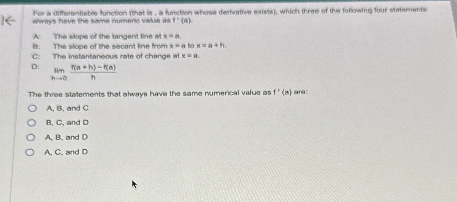Solved For a differentiable function (that is, ﻿a function | Chegg.com