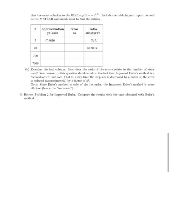 MAT 275 Laboratory 3 Numerical Solutions by Euler and | Chegg.com